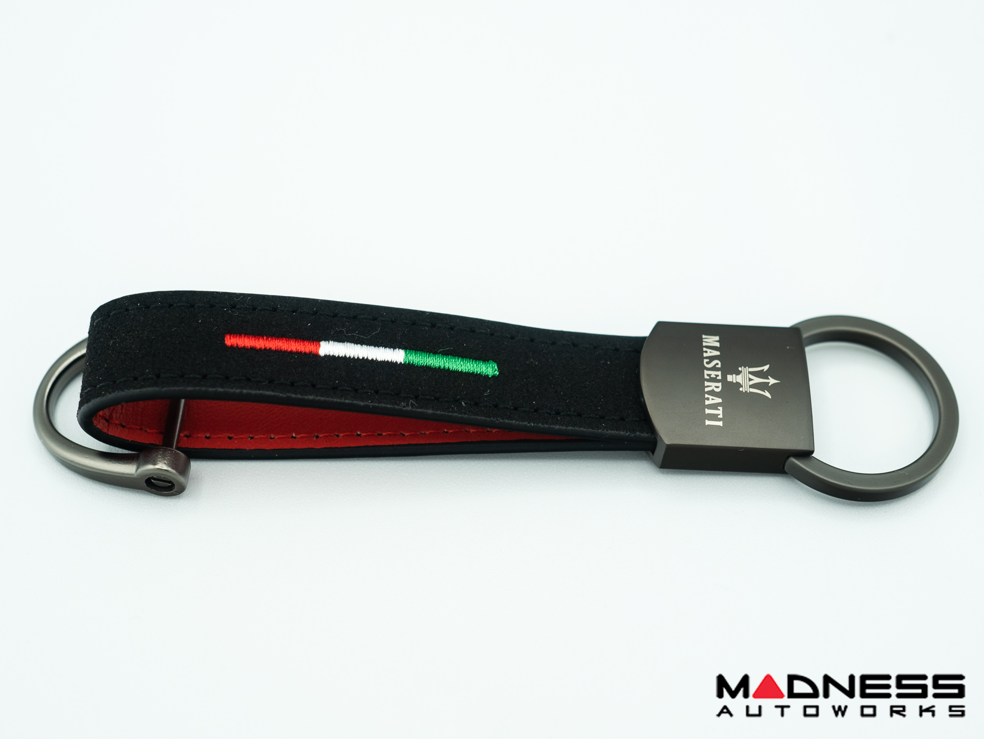 Keychain - Leather - Maserati Crest + Italian Flag, FT-AR054C